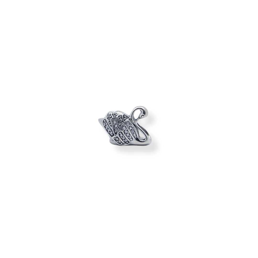 Silver cz swan charm — Crown Jewellers