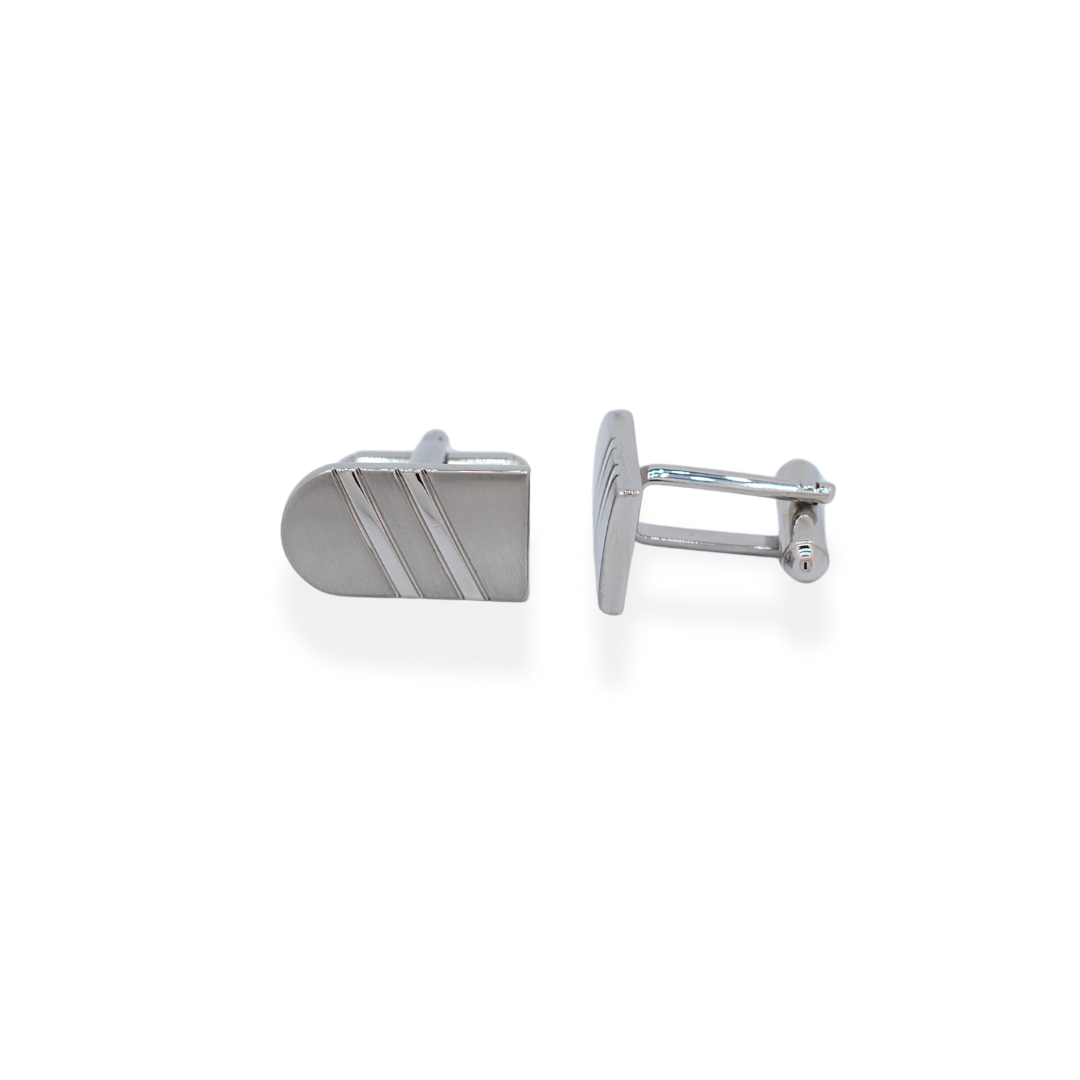 Metal chrome cufflinks and tie pin set — Crown Jewellers