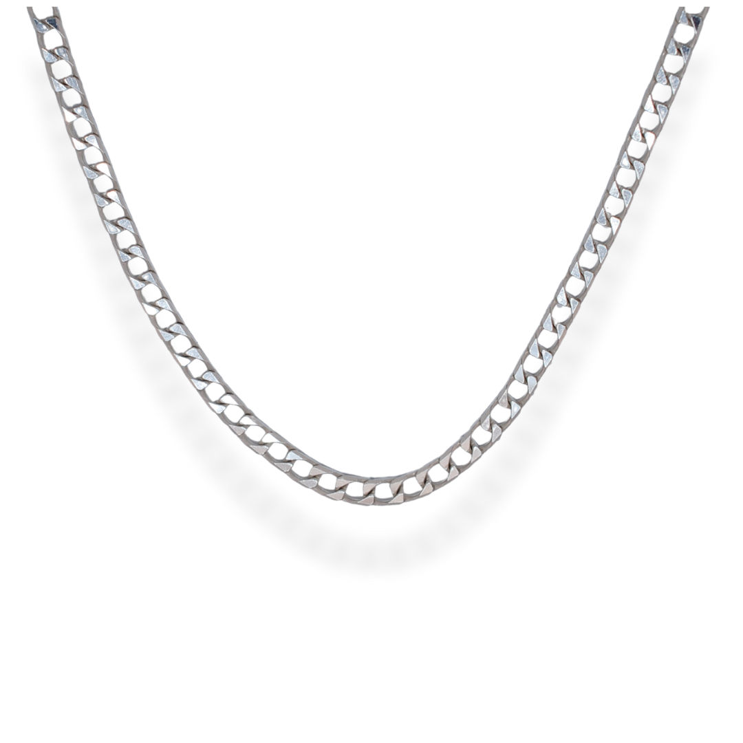 Silver Square link curb chain — Crown Jewellers